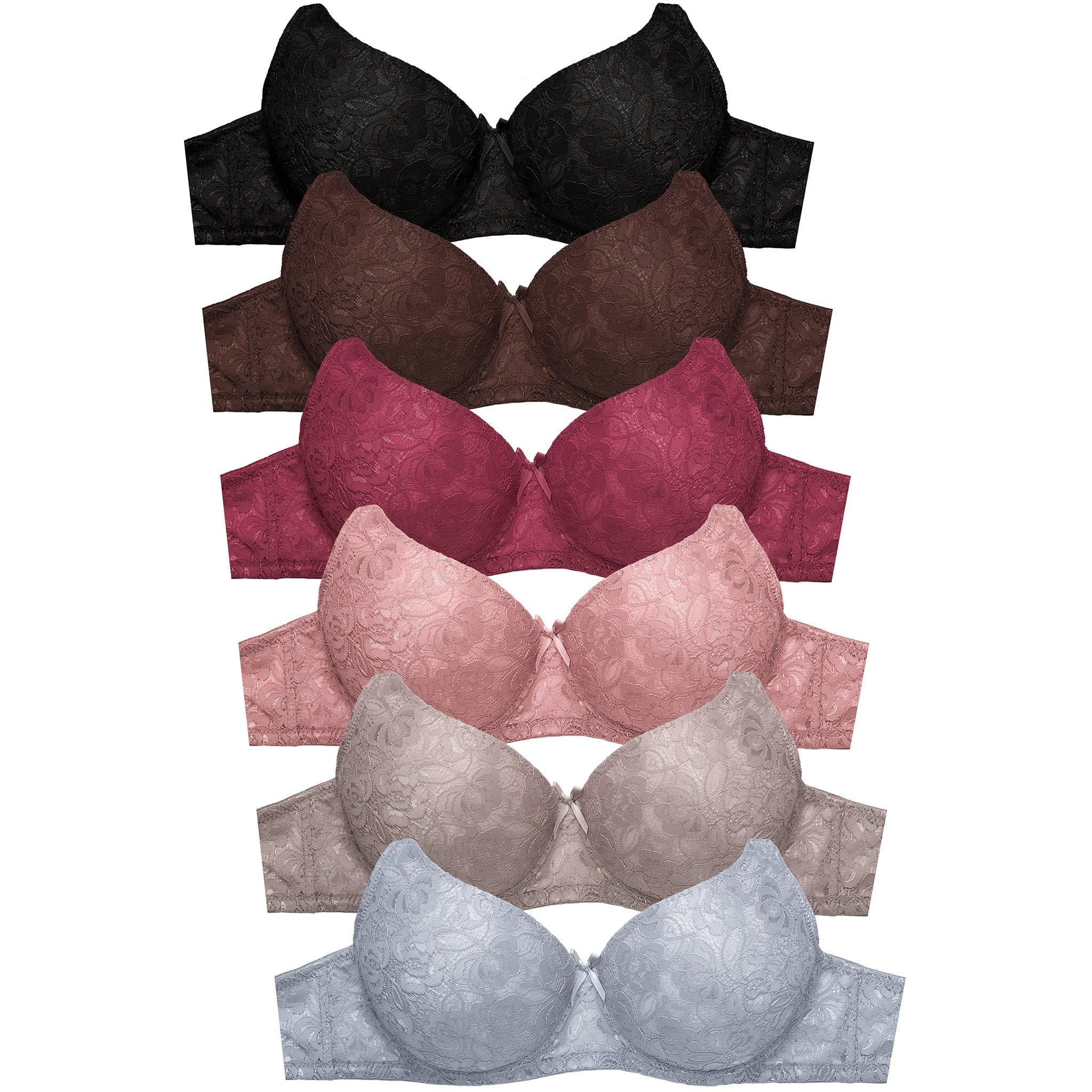Mamia Women's Basic Lace Bras, Pack of 6 - 4441LDD, 38DD - Walmart.com
