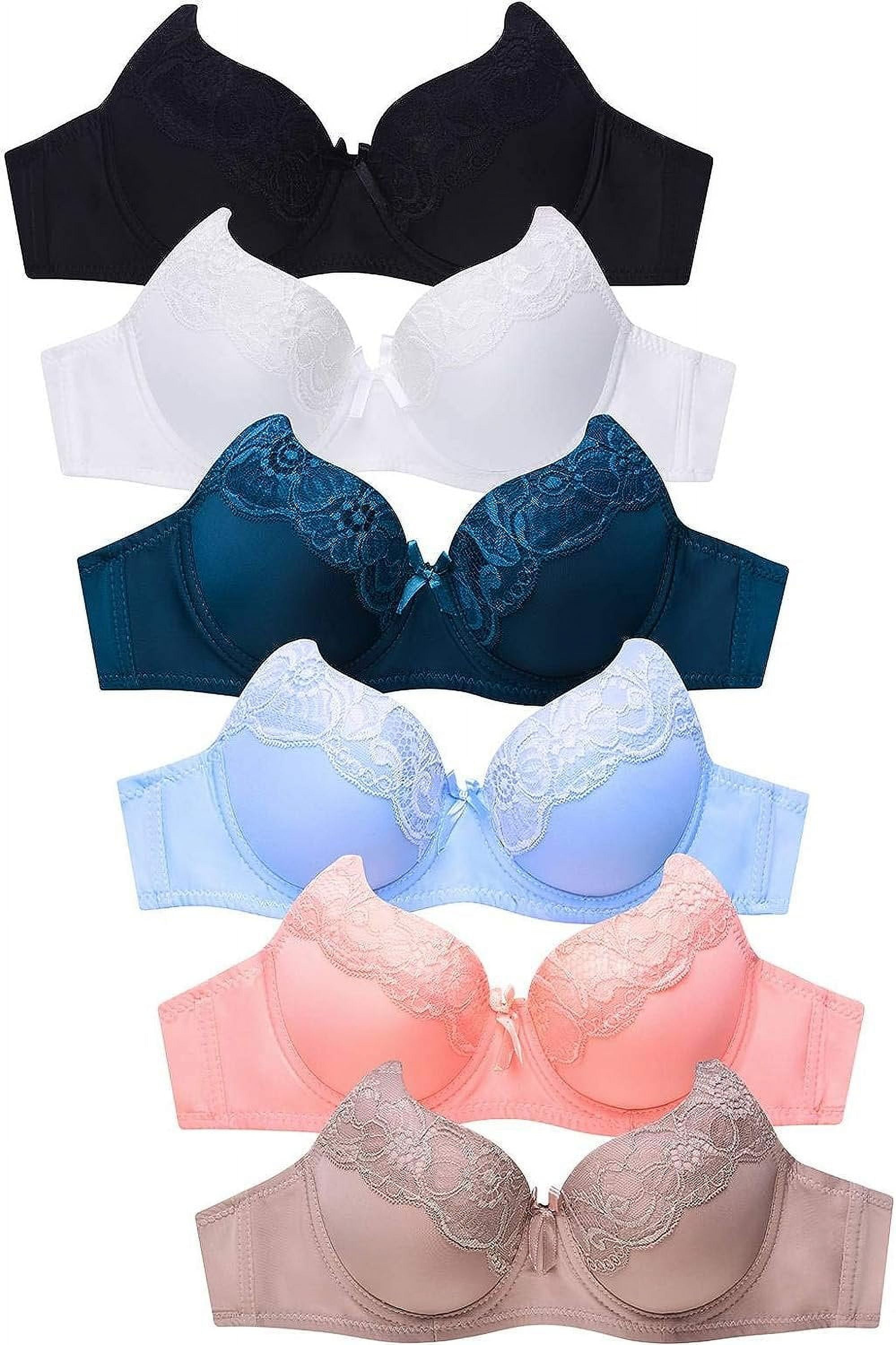 Mamia Women's Basic Lace/Plain Lace Bras Pack of 6- Various Styles ...