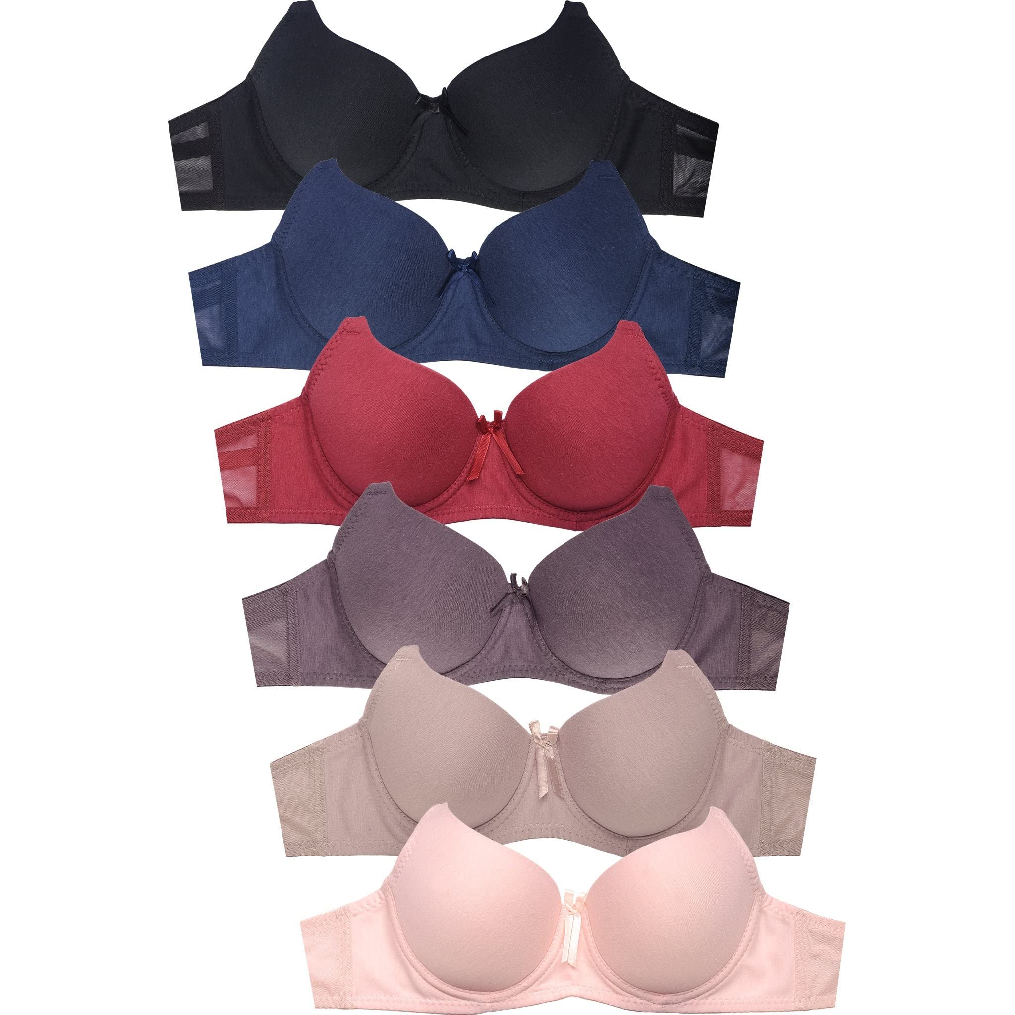 Mamia Women's Basic Lace/Plain Lace Bras Pack of 6- Various Styles ...