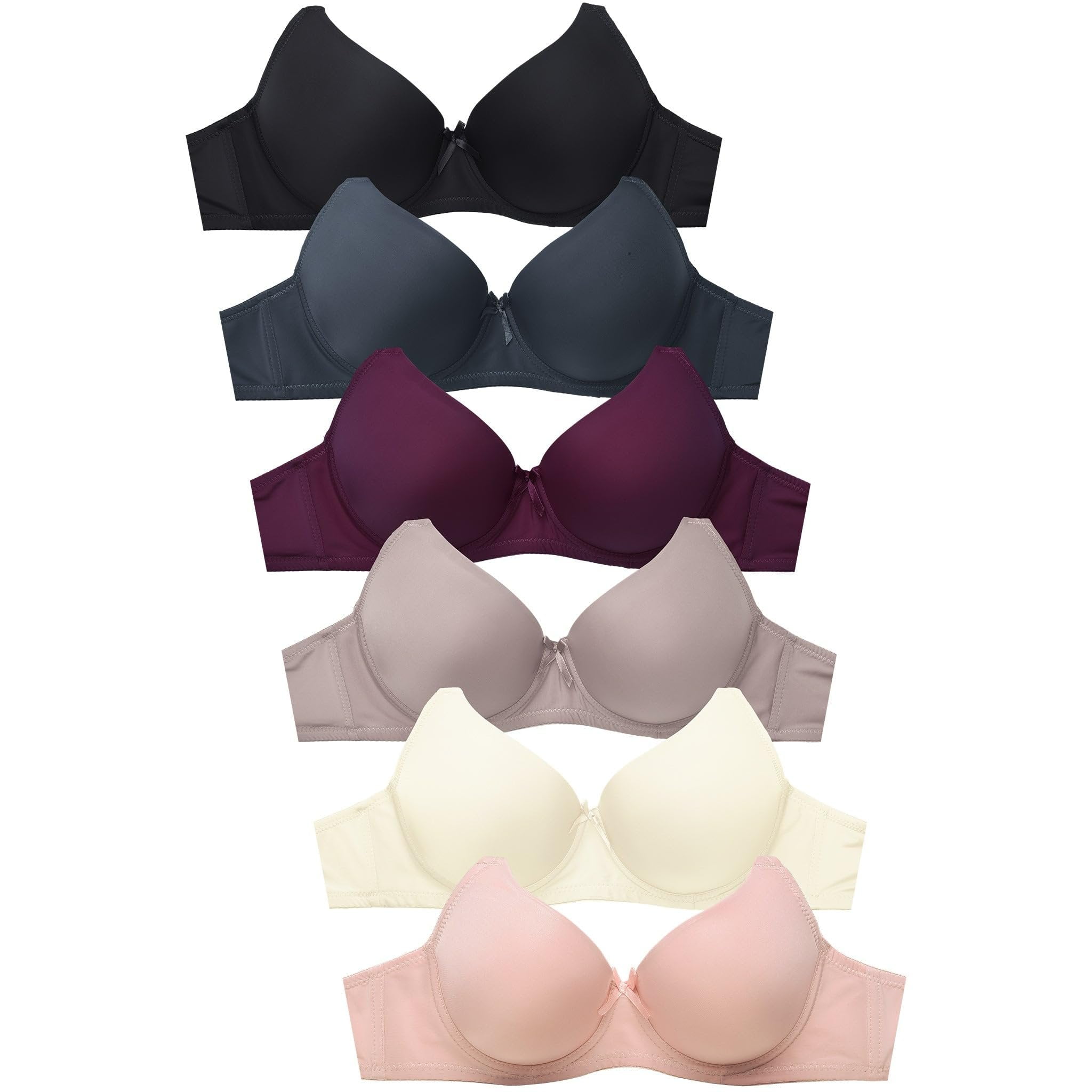 Mamia Women's Basic Plain Bras Packs 6-32B-Desire - Walmart.com