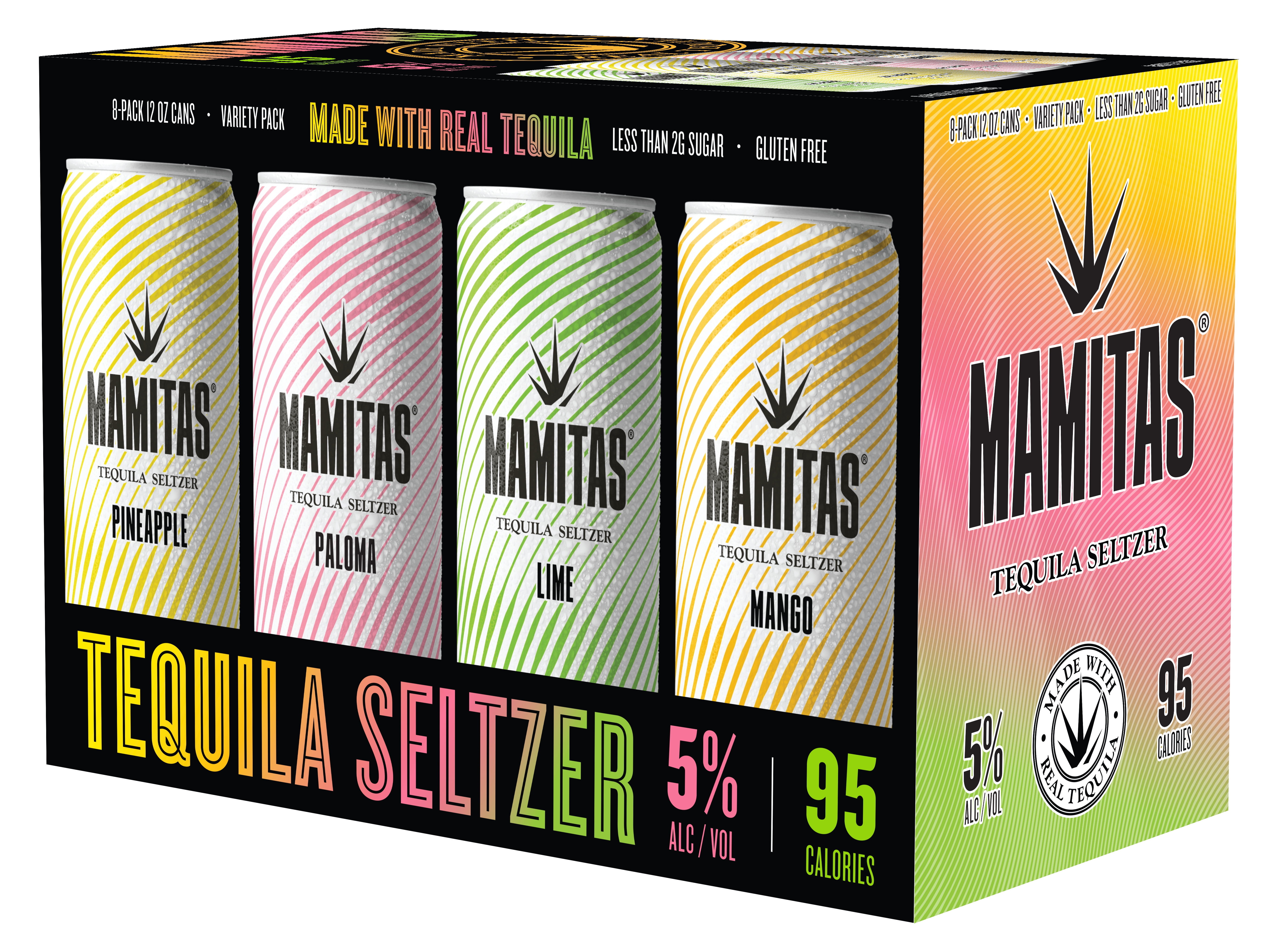 Mamitas Tequila Seltzer Variety Pack 5% ABV, 8/12 Can Sparkling Hard ...