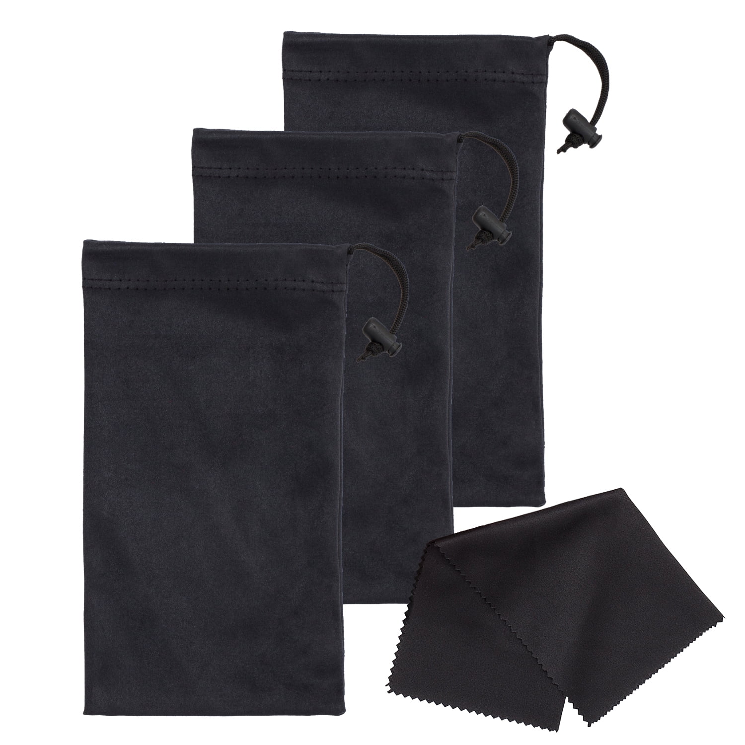 Mamlyn Microfiber Sunglasses Case With Drawstring Closure, 3 Black ...