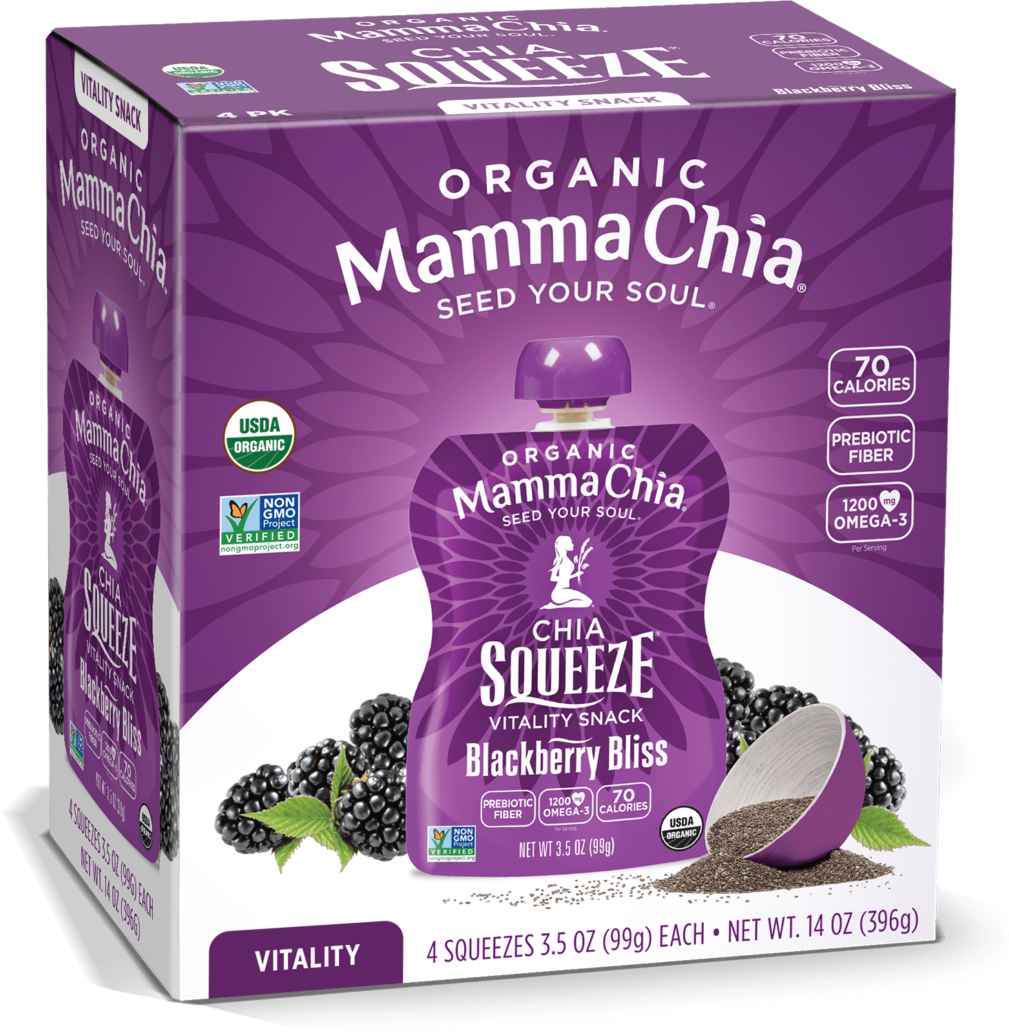Mamma Chia Blackberry Bliss Organic Chia Squeeze Pouch, 4 count ...