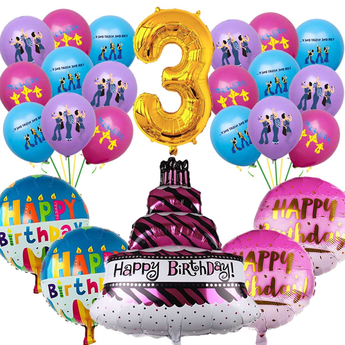 Mamma Mia Balloons Party Supplies 3rd Big Number Decorations Decor Kit ...