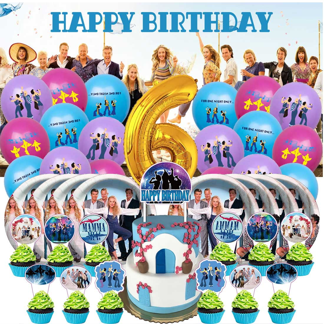 Mamma Mia Balloons Party Supplies 6th Decor Tableware Birthday Cake ...
