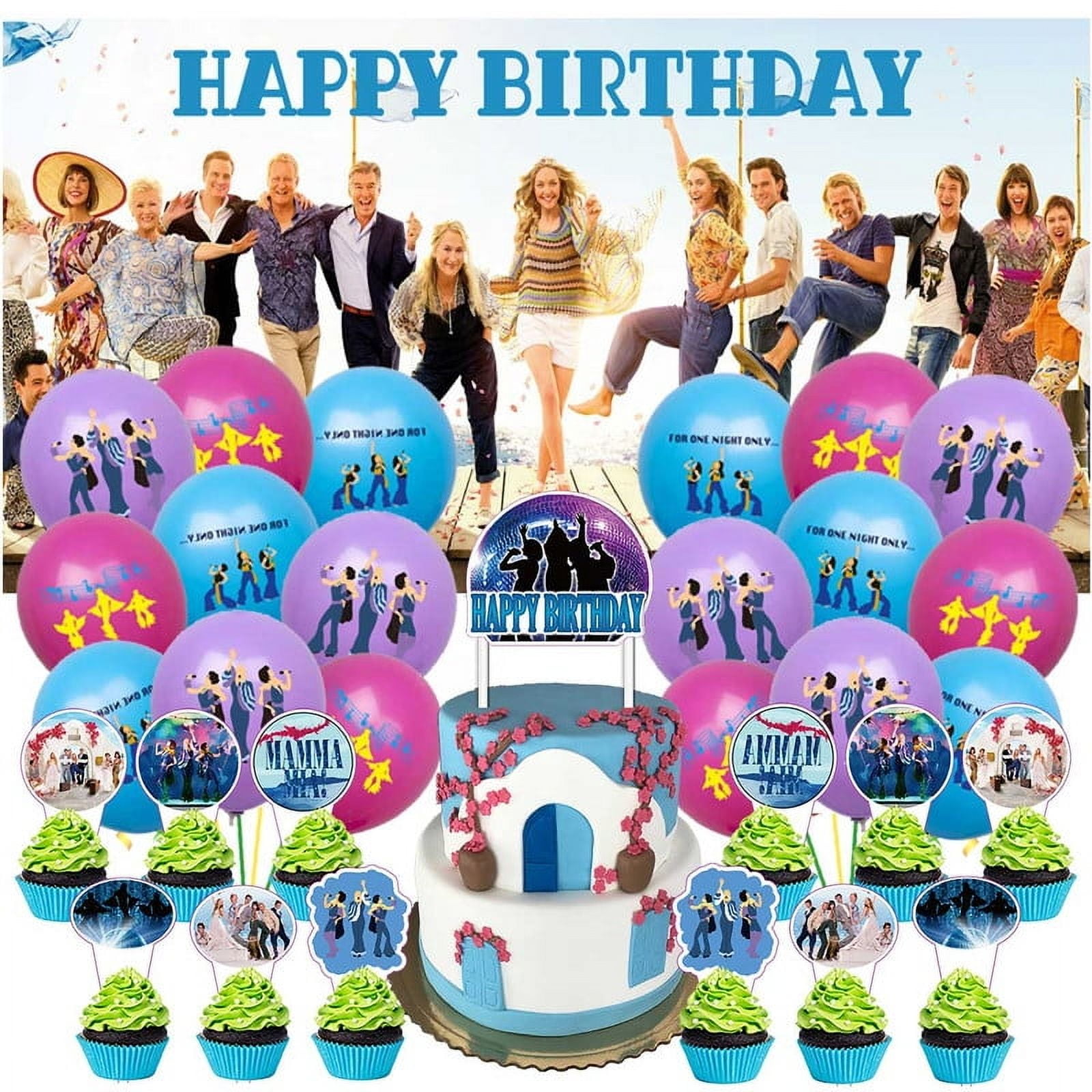 Mamma Mia Party Decor Set Cake Topper Latex Balloons Supplies ...
