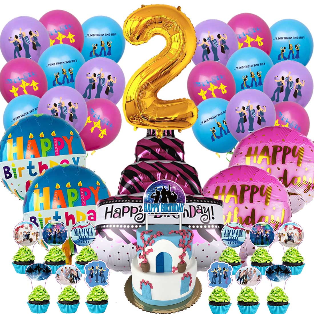 Mamma Mia Party Supplies 2nd Decor Kit Balloons Birthday Cake Topper ...