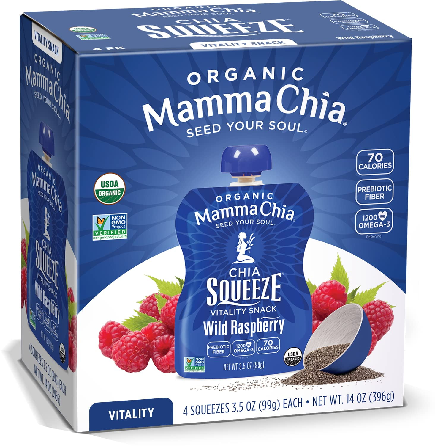 Mammachia Organic Chia Squeeze BCF26 Vitality Snack, Wild Raspberry, No ...