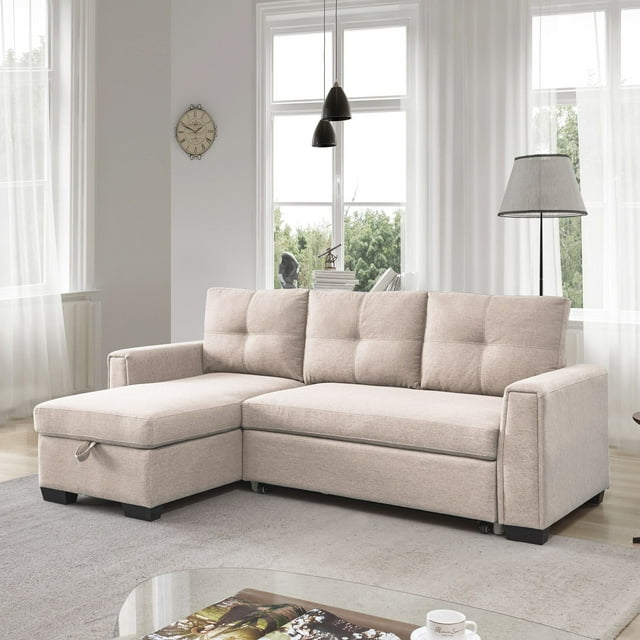 "Mammoth 92"" Convertible Sleeper Sectional Sofa with Reversible ...