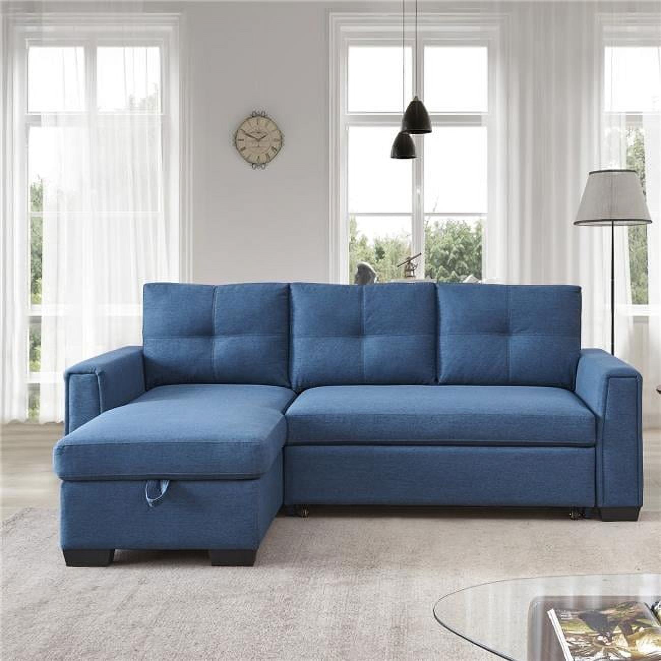 "Mammoth Blue 92"" Modular Convertible Sleeper Sofa for Small Apartment ...