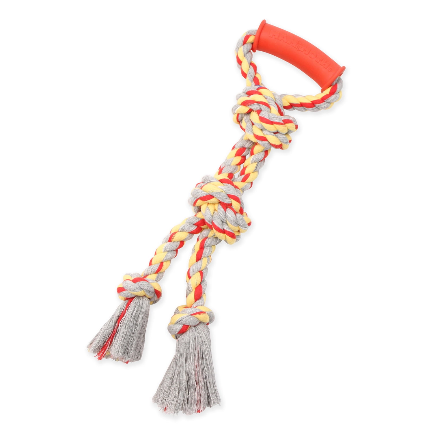 Mammoth Flossy Chews Cottonblend Twin Tug Rope Dog Toy with Rubber ...