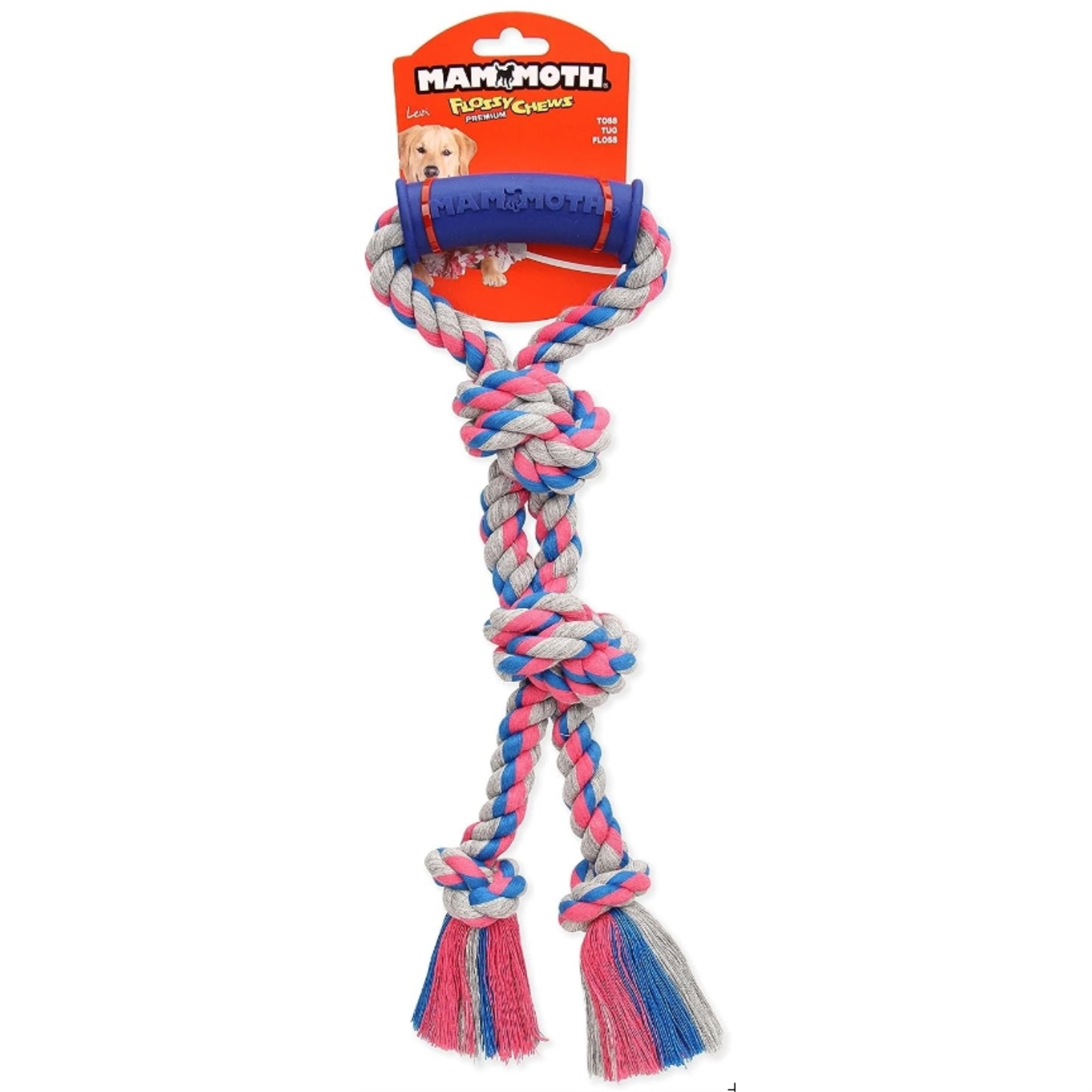 Mammoth Flossy Chews Dog Toy with Rubber Handle - Walmart.com
