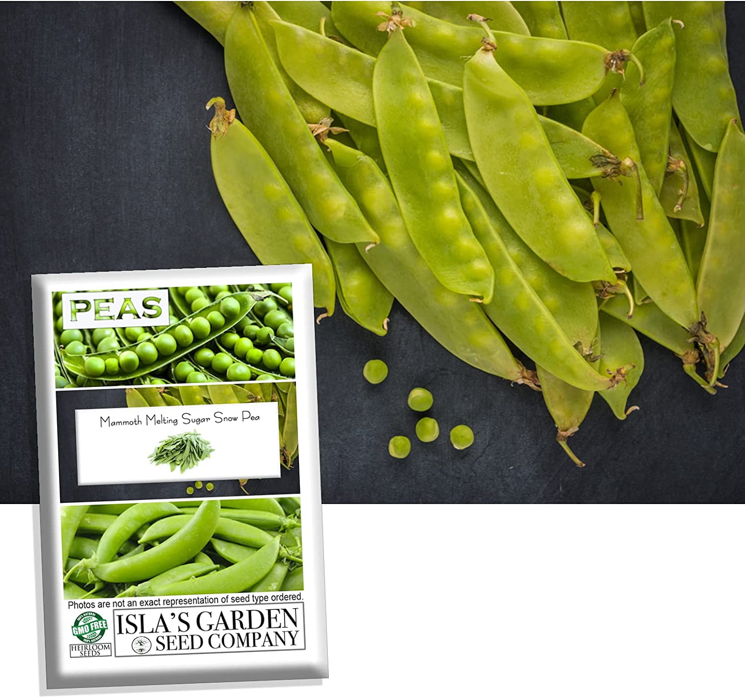 Mammoth Melting Sugar Snow Pea Seeds for Planting, 50+ Heirloom Seeds ...