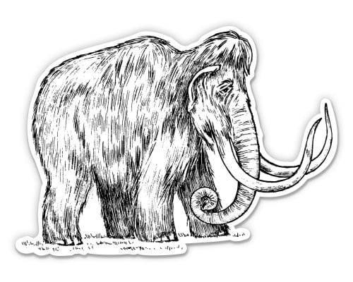 Mammoth Sketch Ice Age - 3" Vinyl Sticker - For Car Laptop Water Bottle ...