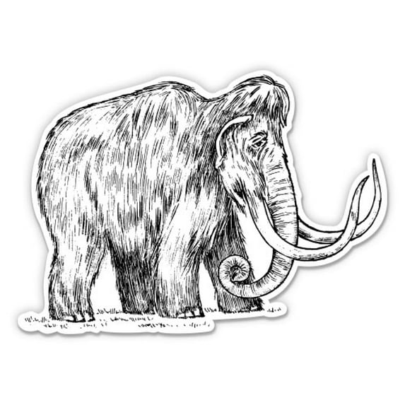 Mammoth Sketch Ice Age - 5" Vinyl Sticker - For Car Laptop I-Pad ...