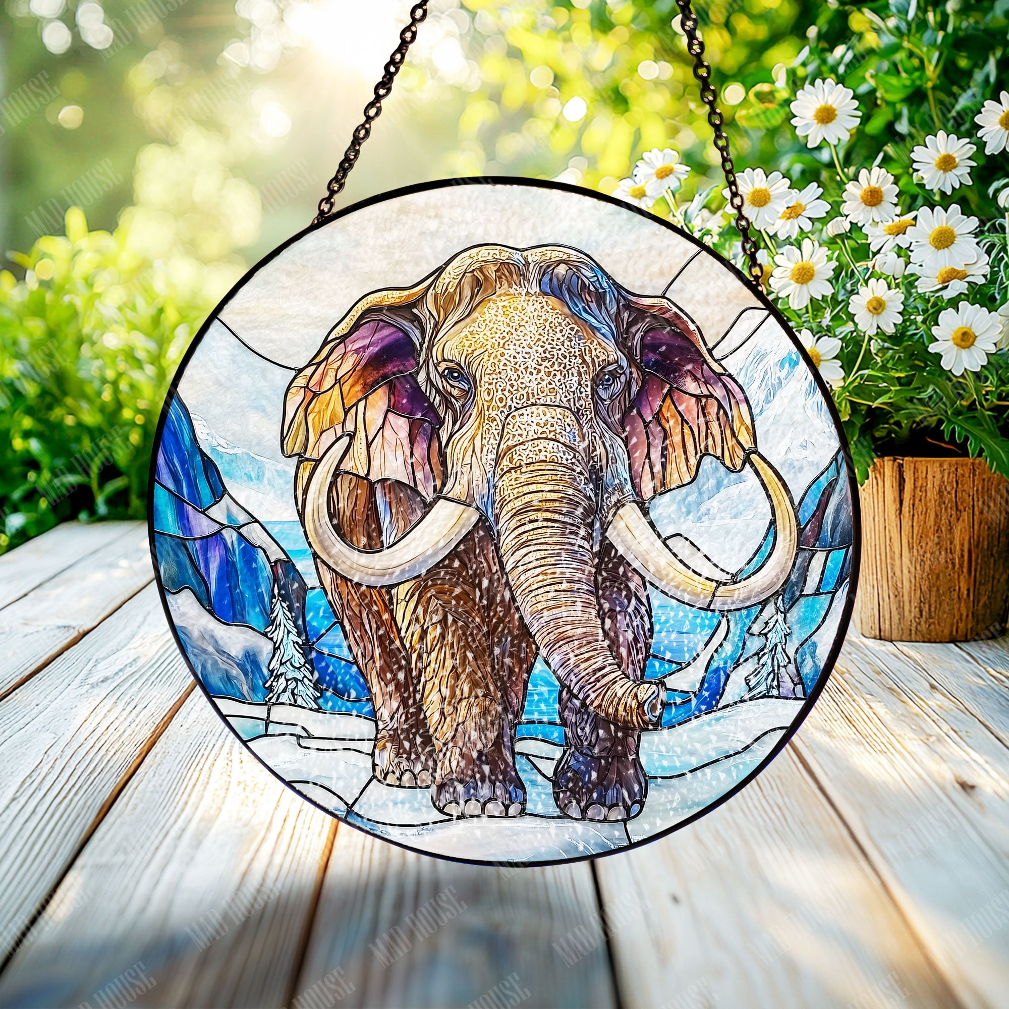 Mammoth Window Hanging Glass, Stained Glass Car Decoration, Gift for ...