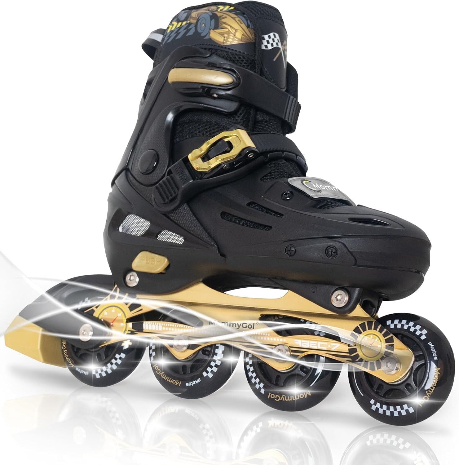 MammyGol Kids Adjustable Inline Skates Light Up Roller Skates with PU ...