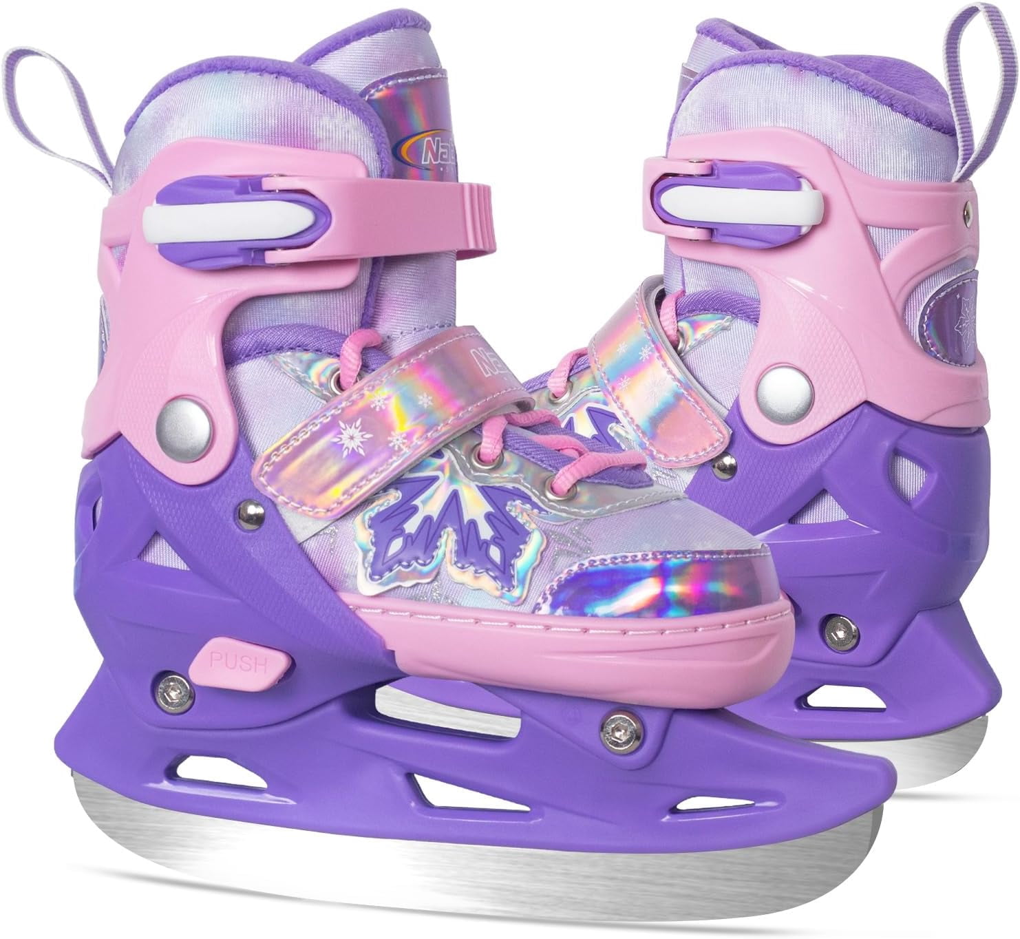 MammyGol Kids Ice Skates, Adjustable Size 4, Purple, Warm Plush Lining ...