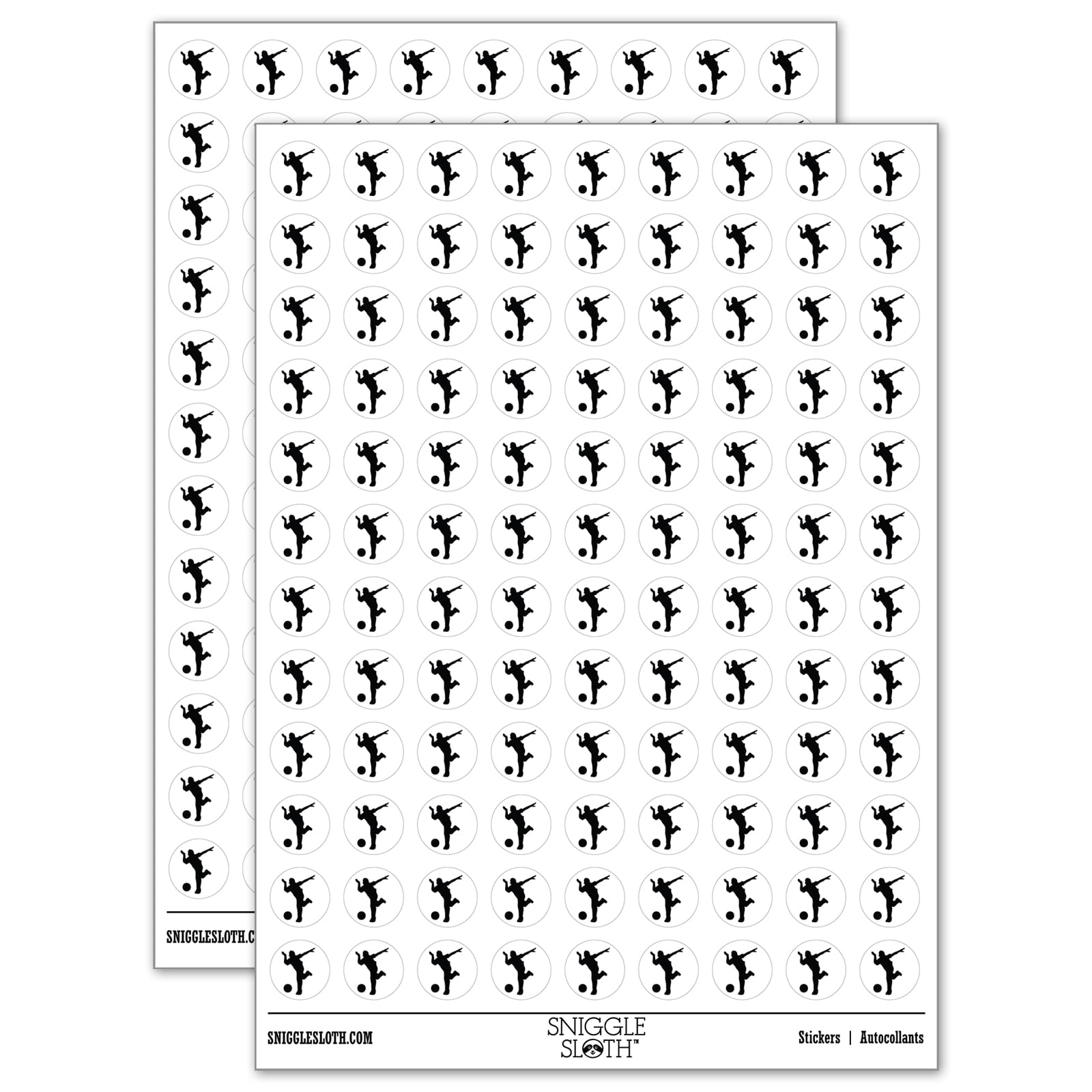 Man Bowler Bowling Ball Front View 200+ Round Stickers - White - Gloss ...