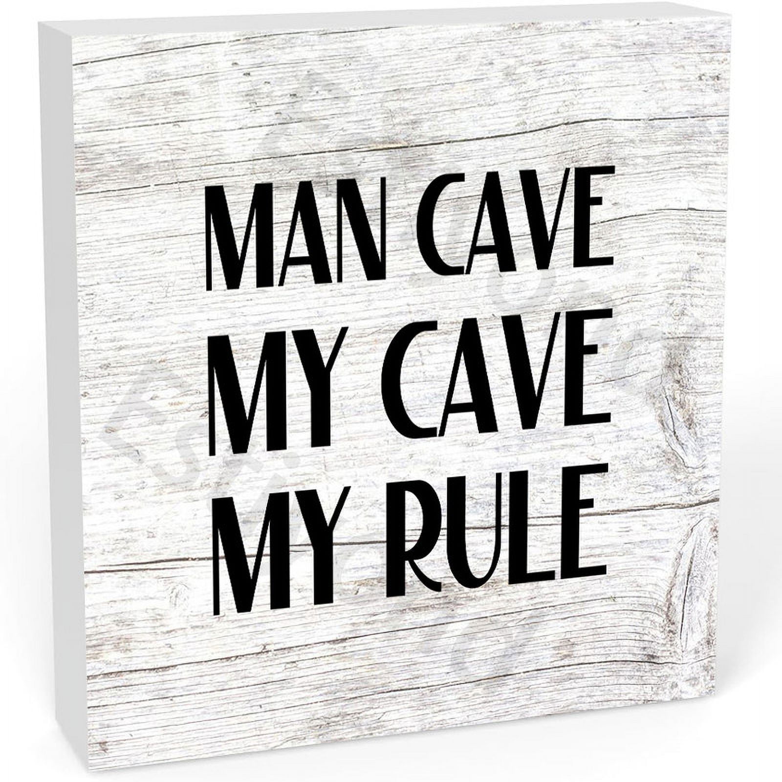 Man Cave My Cave My Rule Inspirational Wooden Box Sign Office Desk ...