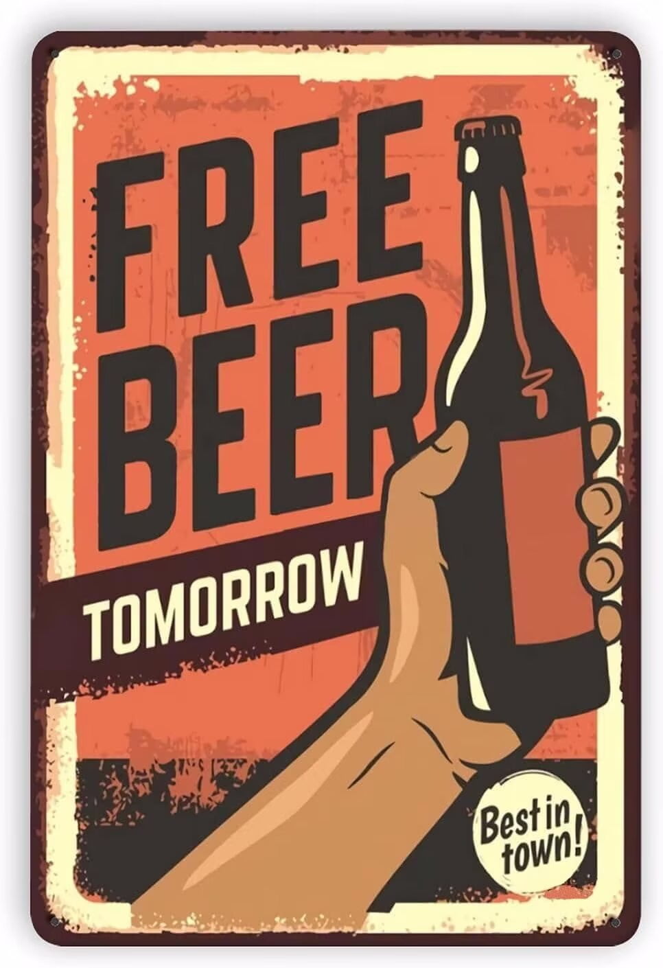 Man Cave Decor Free Beer Tomorrow Metal Sign,vintage Beer Signs For ...
