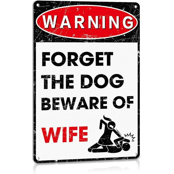 Funny Sarcastic Man Cave Bar Sign - Beware Of Wife Rustic 12X8 Inch ...