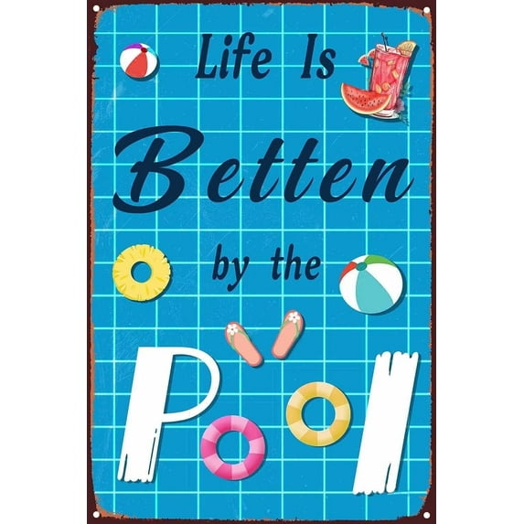 Man Cave Decor Funny Vintage Signs Life Is Better By The Pool Plaque ...