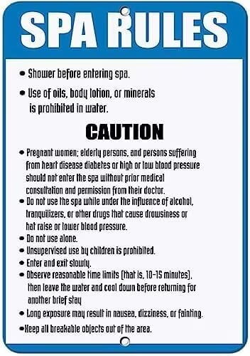 Man Cave Decor Warning Sign Do's Dont's Inside Spa! Follow Rules ...