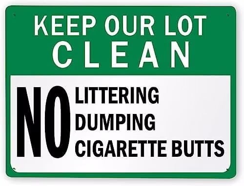 Man Cave Decor Warning Sign,keep Our Lot Clean No Littering, Dumping ...