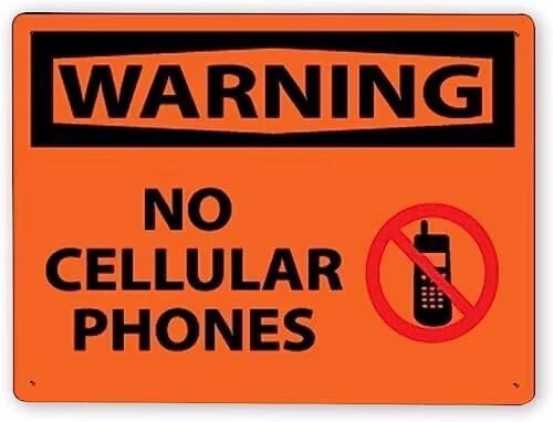 Man Cave Decor Warning Sign,warning No Cellular Phones,traffic Sign ...