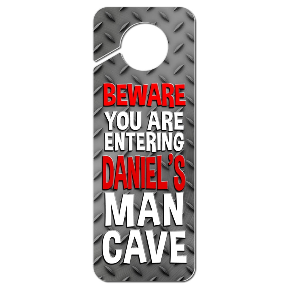 Man Cave Do Not Disturb Plastic Door Knob Hanger Sign Male Names Dac ...