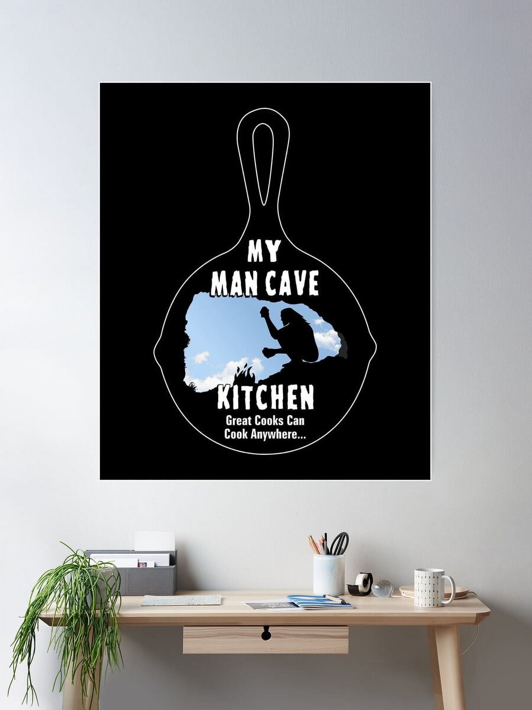 My Man Cave Kitchen Cast Iron Skillet - A Great Design Gift For Men Who ...