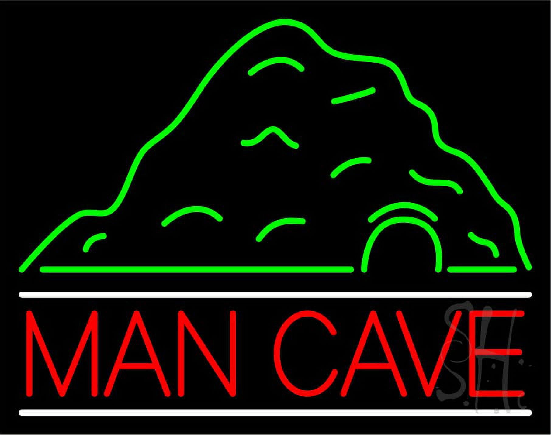 Man Cave LED Neon Sign 24 x 31 - inches, Clear Edge Cut Acrylic Backing ...