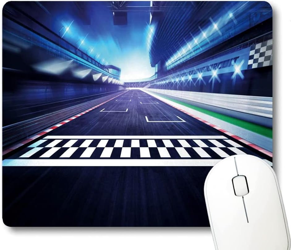 Man Cave Mouse Pad Finish Line on Racetrack Motion Blur Motorsports Concept NonSlip Rubber Base ...
