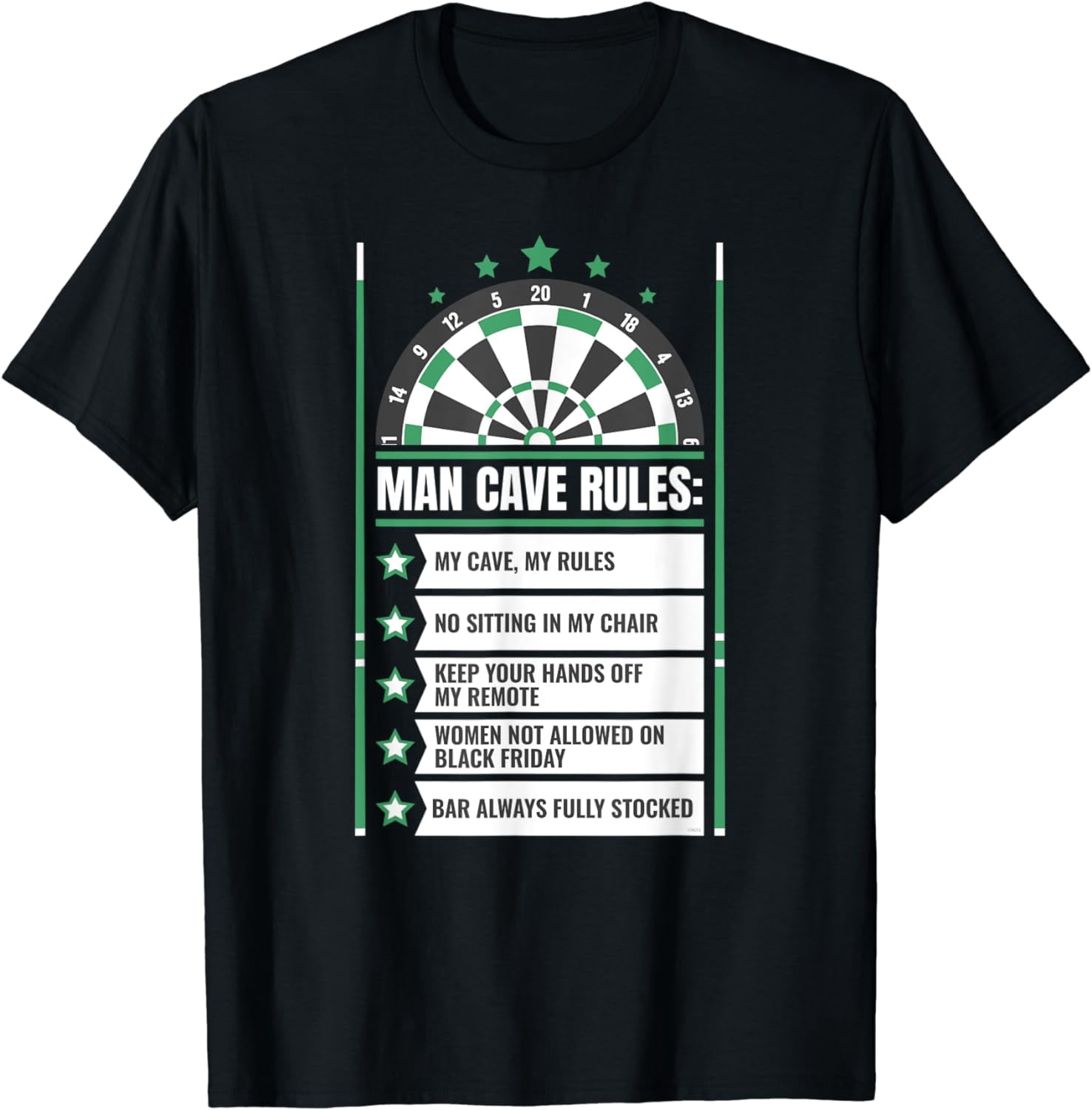 Man Cave Rules Funny Man space Design T-Shirt - Walmart.com