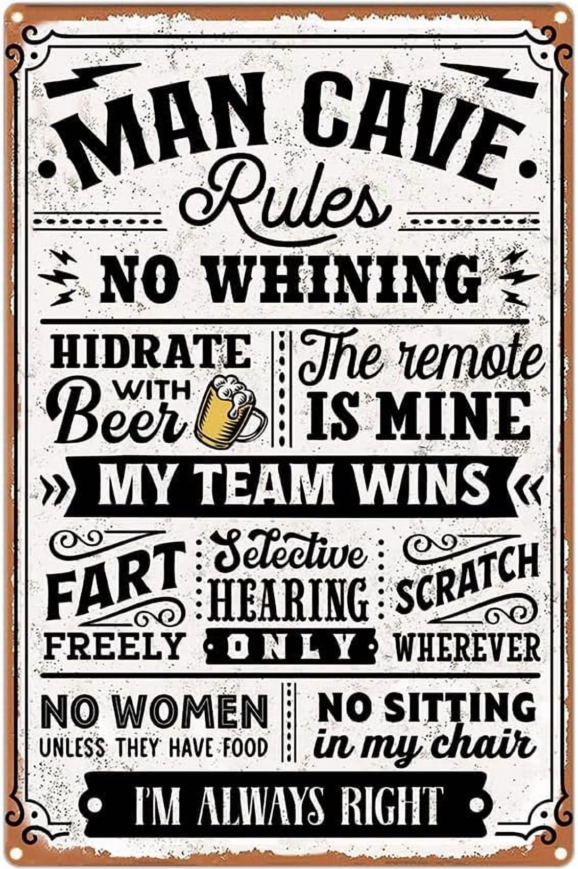 Man Cave Rules Sign Funny Man Cave Decor Retro Metal Tin Signs Mancave ...