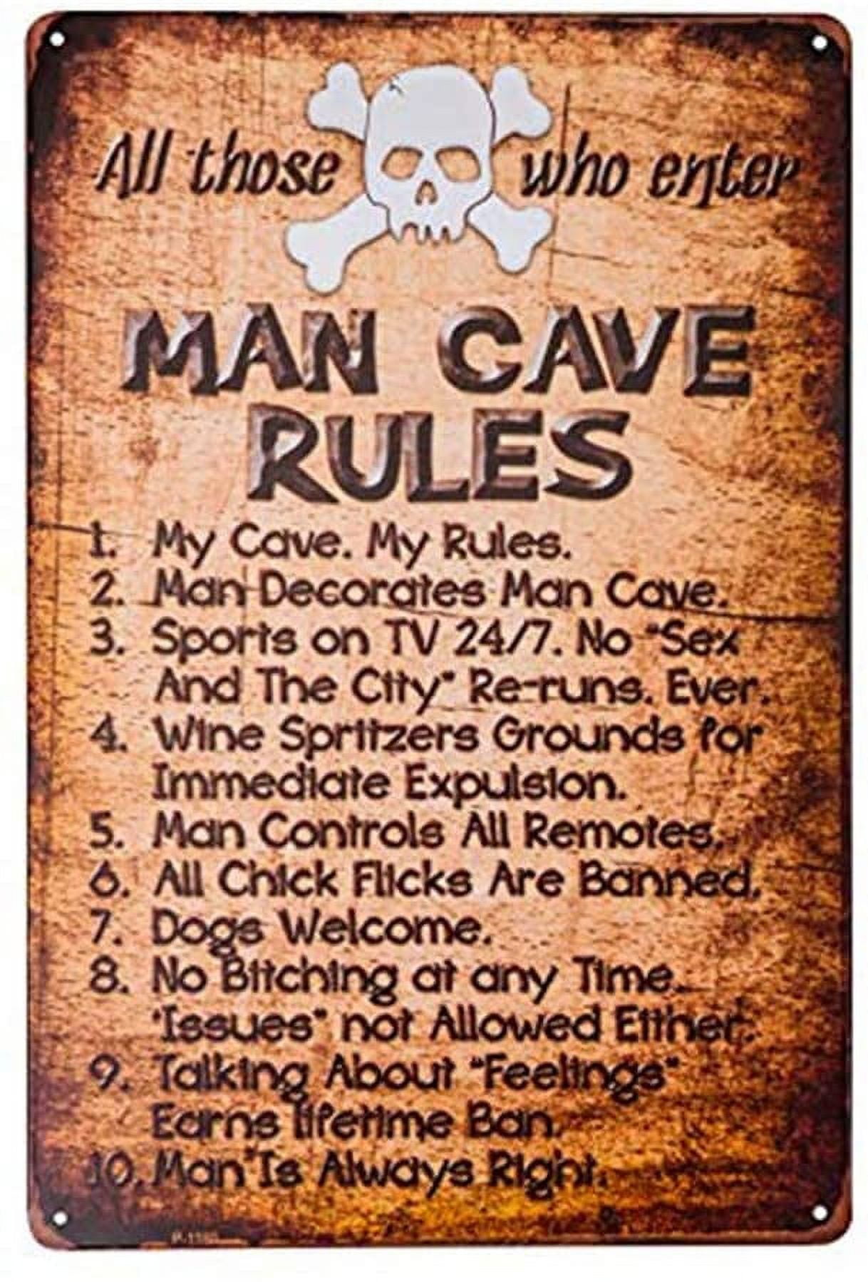 Man Cave Rules Top 10 Gameroom Bar Pub Novelty Tin Sign 8 X 12 inch ...