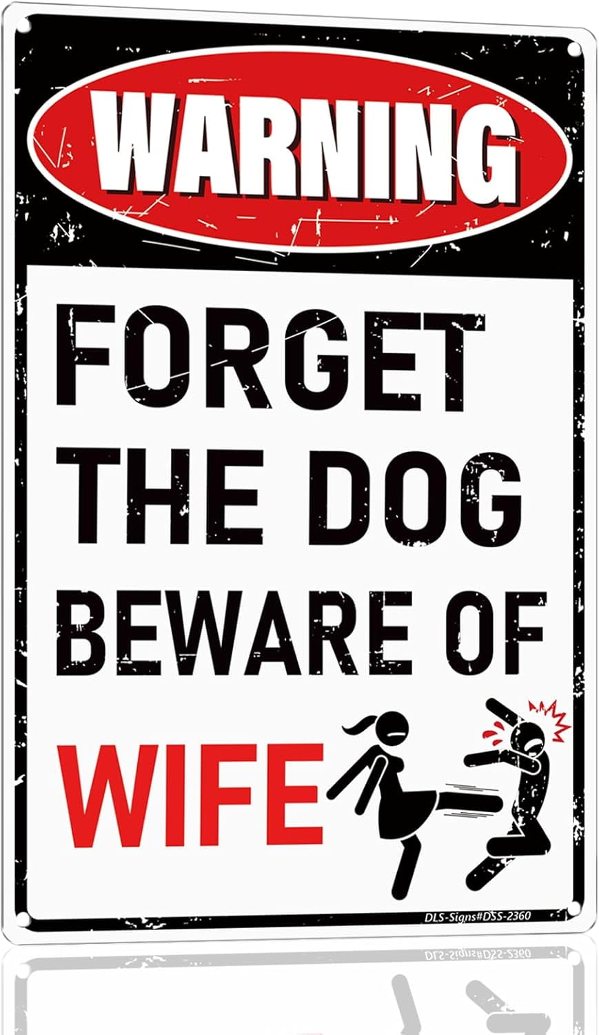 Man Cave Signs - 12 × 8 Inch Funny Metal Signage with "WARNING - FORGET ...