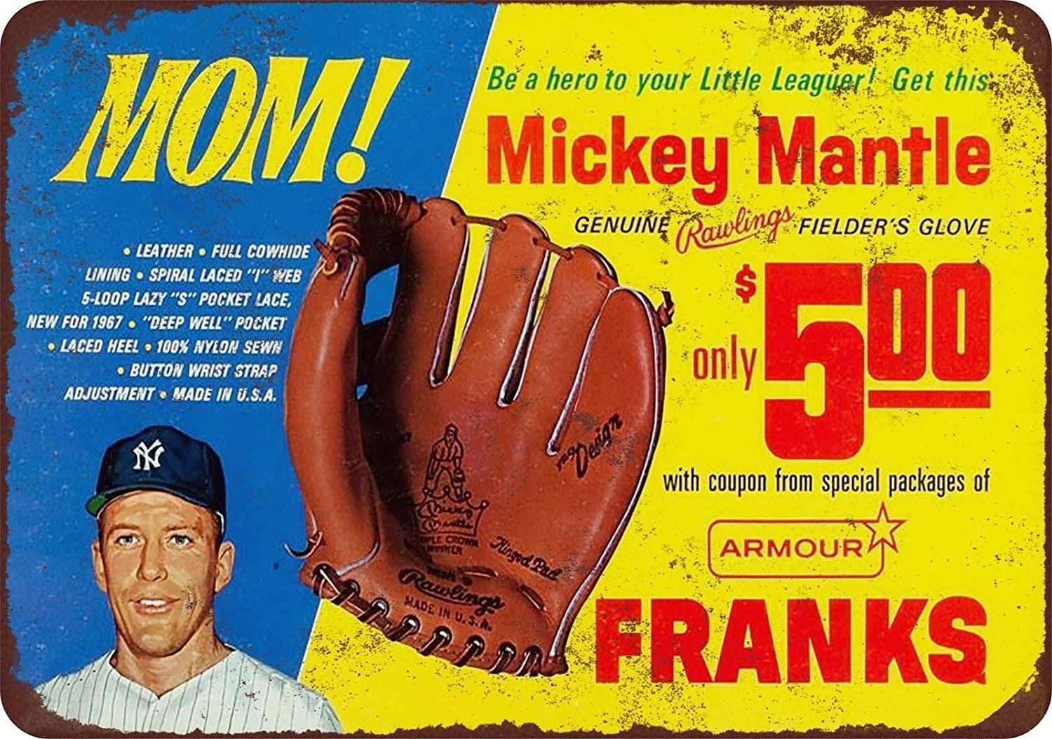 Man Cave Wall Tin Sign 8" w x 12" h Decor Art Rusty Look Cafe Yard ...