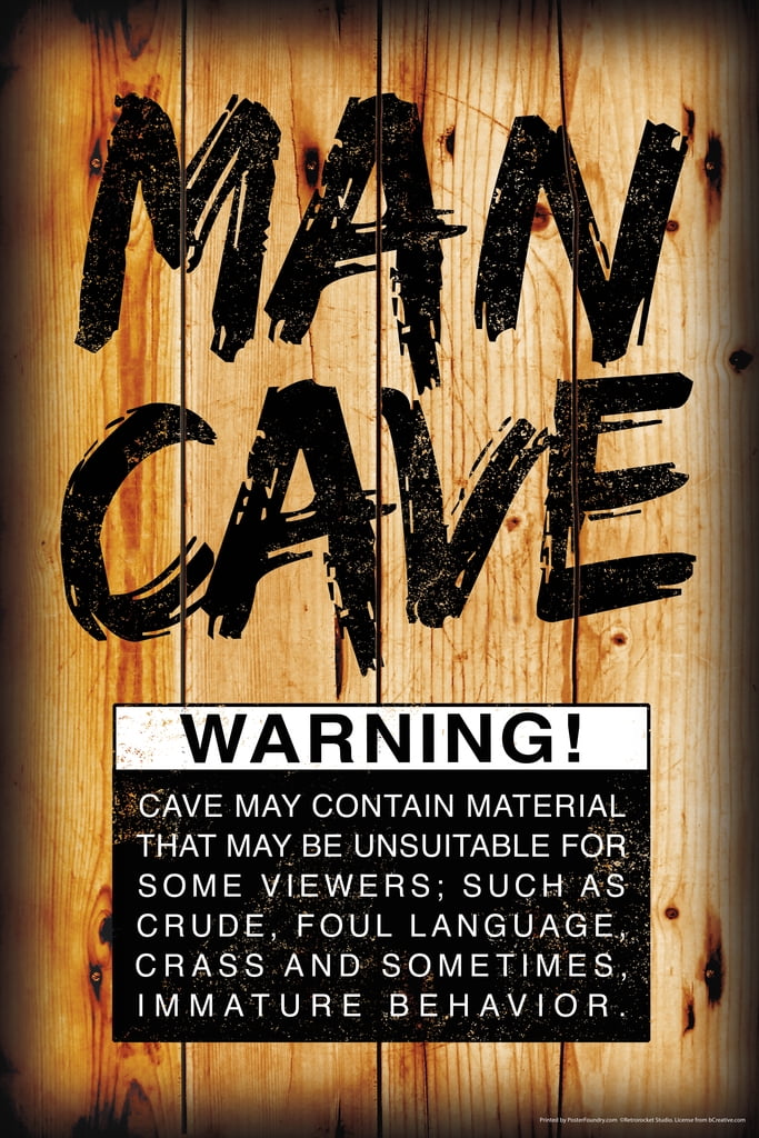 Man Cave Warning Humor Cool Wall Art Print Poster 12x18 - Walmart.com