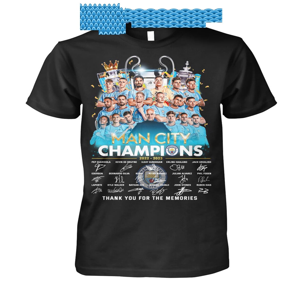 Man City Champions Team 2022 2023 The Treble Cup T Shirt - Walmart.com
