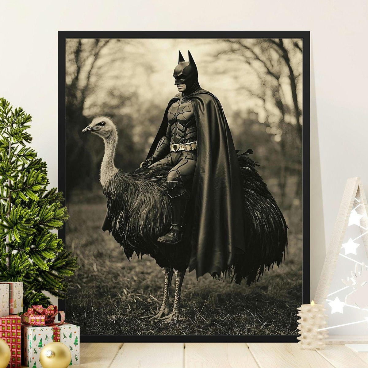 Man Dressed Up Similar To Batman For Halloween on Ostrich Poster ...