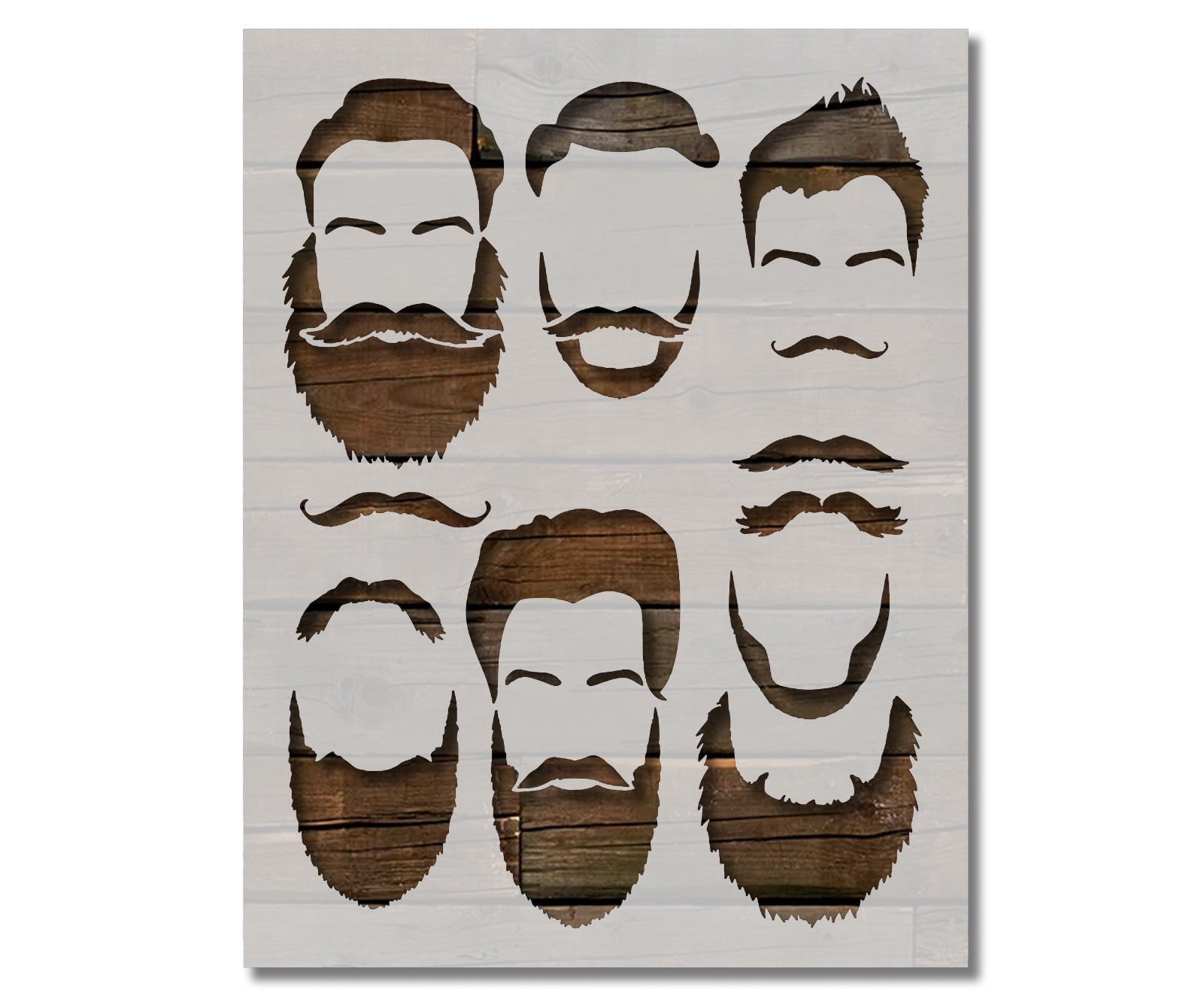 Man Face Eyebrows Beards Mustache Stencil Template Reusable 8.5 x 11 ...