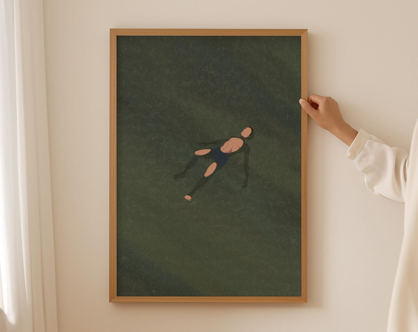 Man Floating In Swimming Pool Print Horizontal Green Swimming Wall Art ...