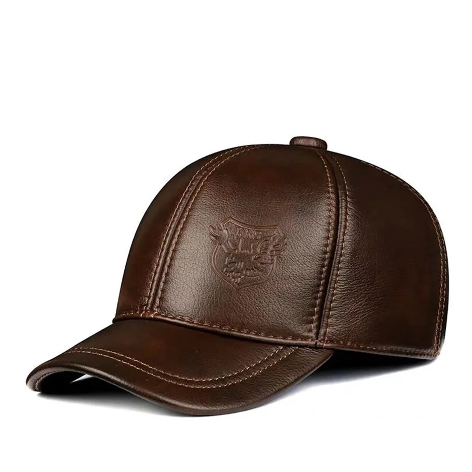 Man Genuine Leather Baseball Caps Male Casual Cowhide Belt Ear Warm 56 ...