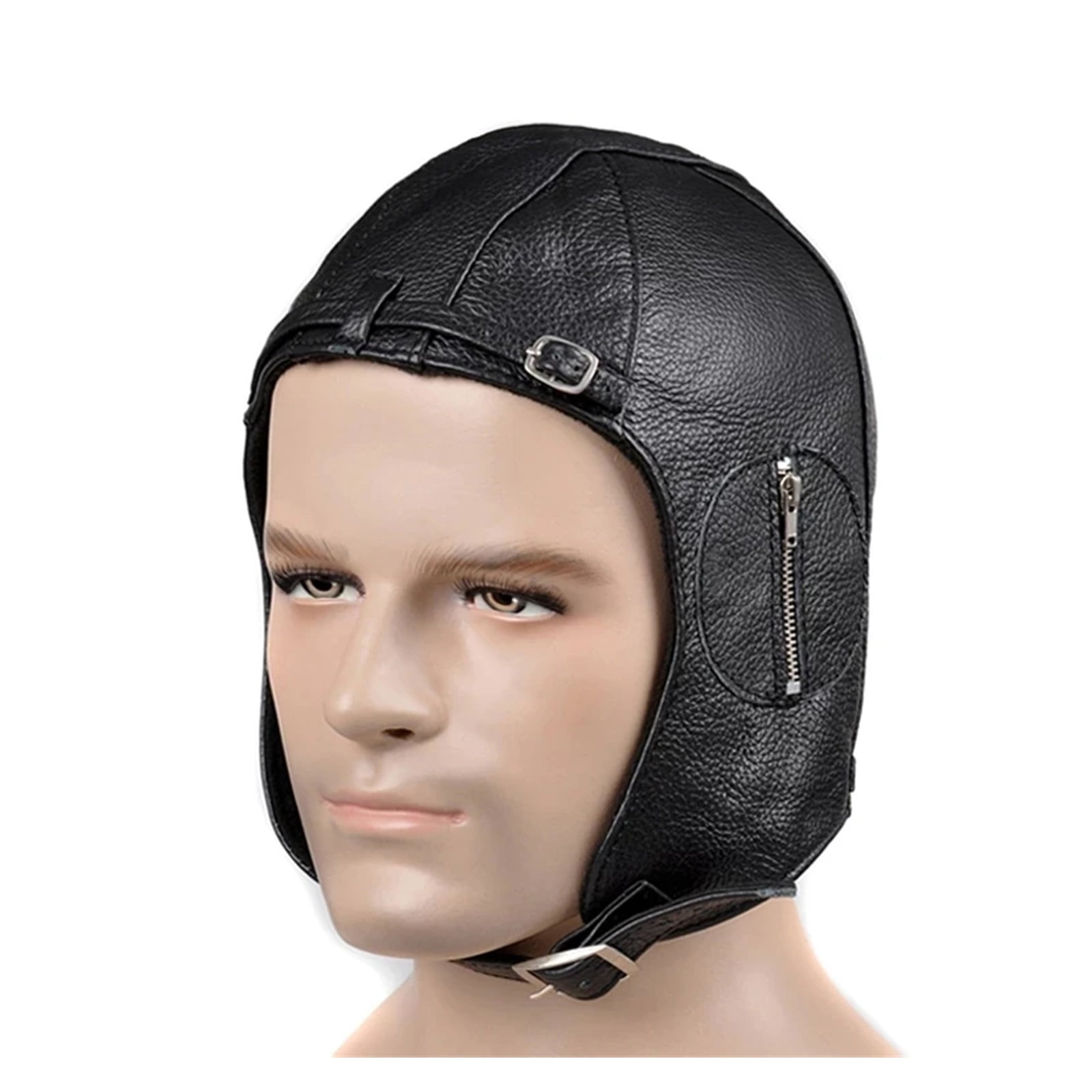 Man Genuine Pure Leather Cowhide Flight Caps Male Black/brown Windproof ...