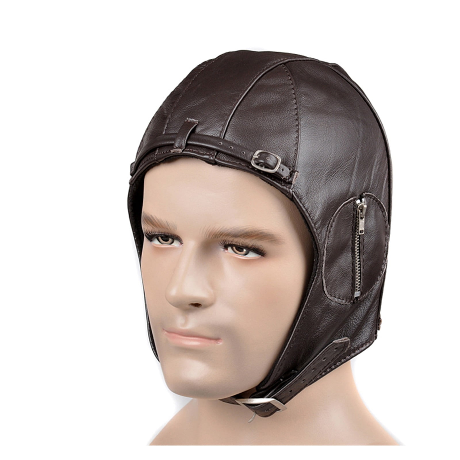 Man Genuine Pure Leather Cowhide Flight Caps Male Black/brown Windproof ...