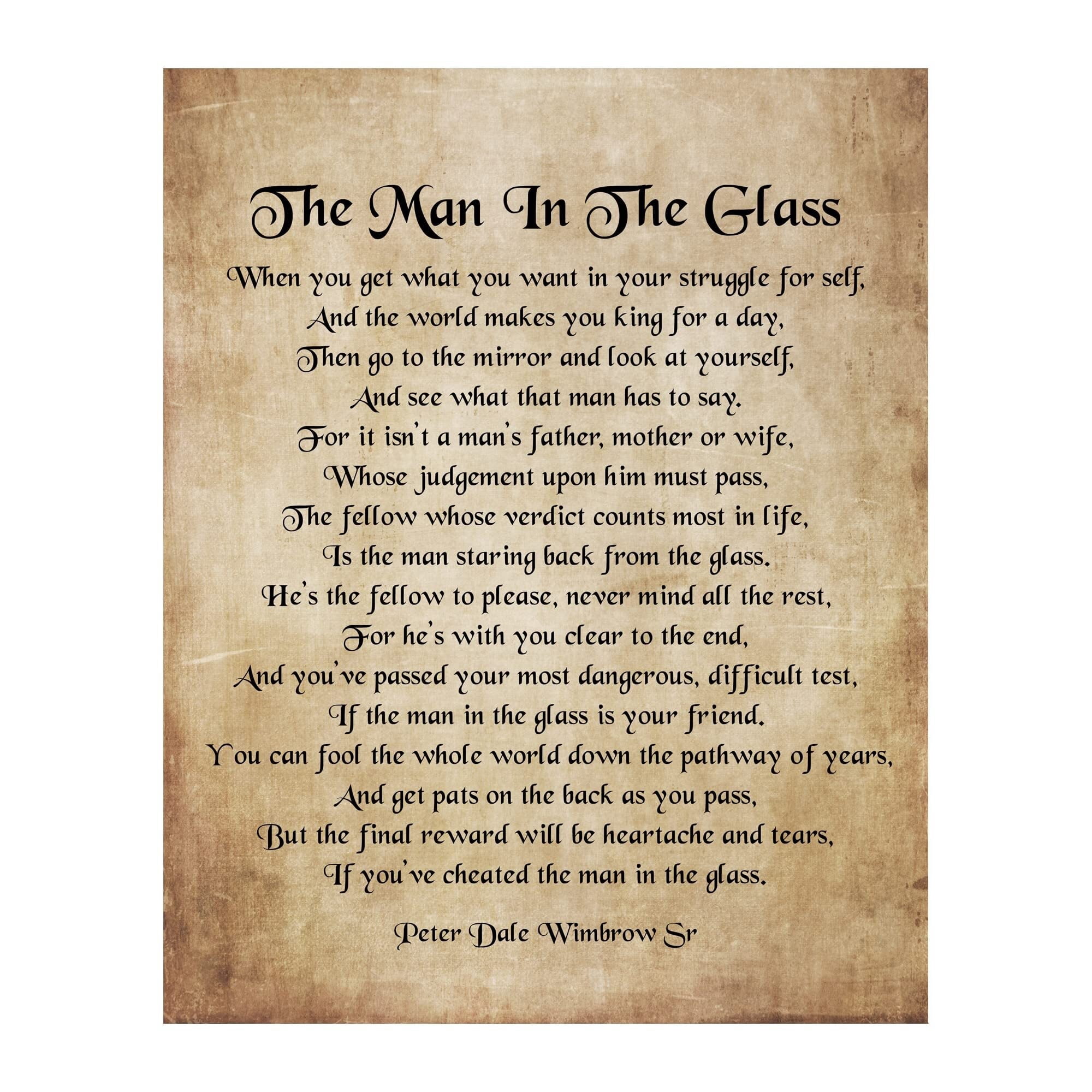 "Man In Glass" Inspirational Wall Art Print - Motivational Wall Decor ...