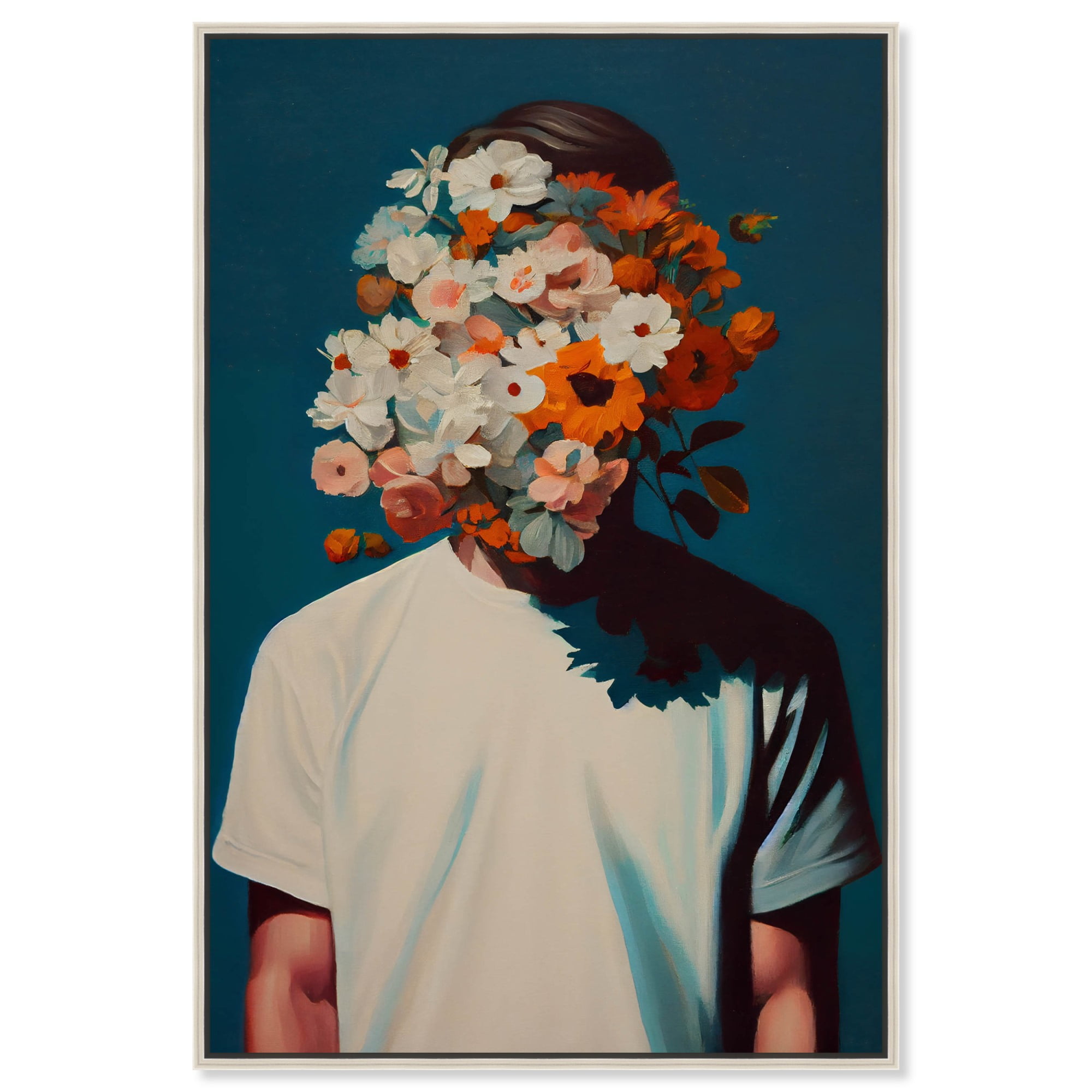 Man Hidden In Flowers Canvas Modern Boho Portrait Wall Art by Art ...