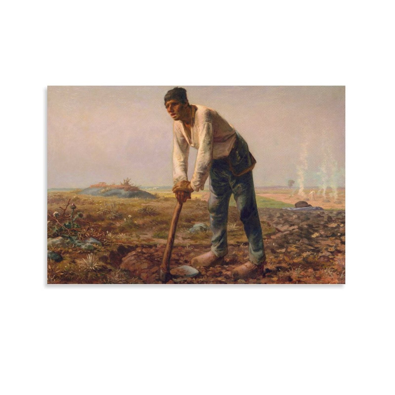 The Man with The Hoe by Jean Francois Millet Poster Art Painting Retro ...